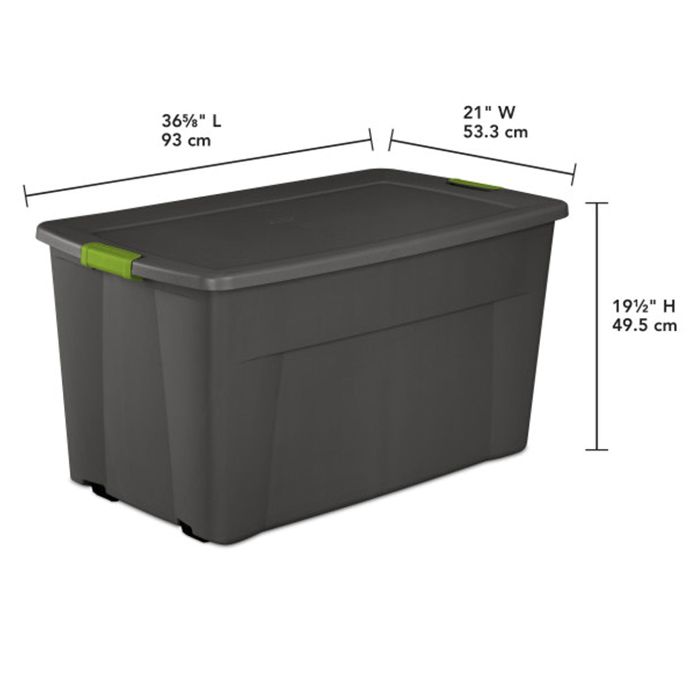 Sterilite 45 Gallon Plastic Stackable Storage Tote w/ Lid & Wheels, Gr ...