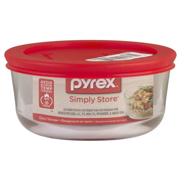 Pyrex Storage Plus 2-Cup Red-Lid Round Food Storage Containers (6 Pack ...