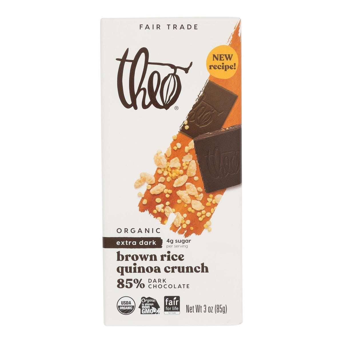 Theo Chocolate Dark Quinoa Crunch - 85% Cacao - 12 ct. - 3 oz ...