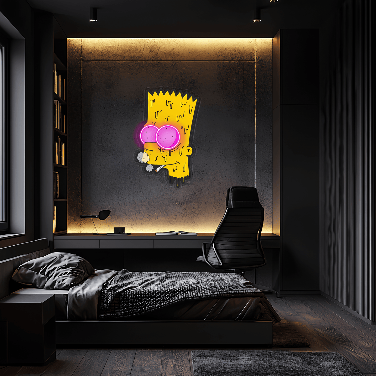 Bart Simpson Plexiglass Neon Art, Simpson Neon Sign, Neon Light Sign,