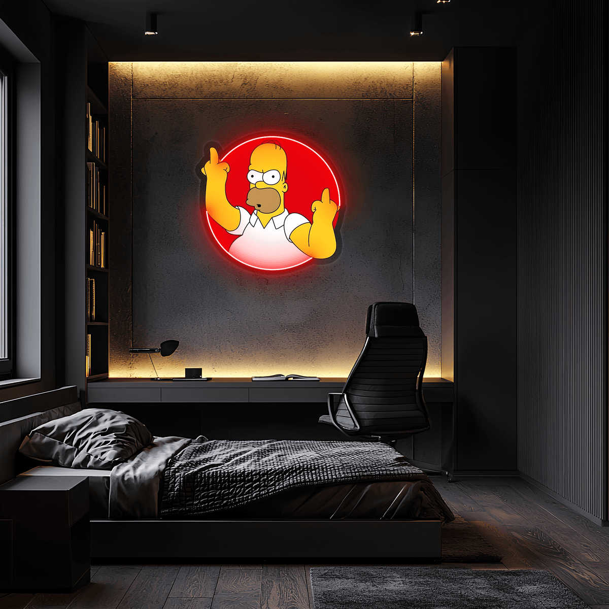 Homer Simpson Neon Sign, Simpson Neon Decor, Uv Print Neon Sign, Home ...