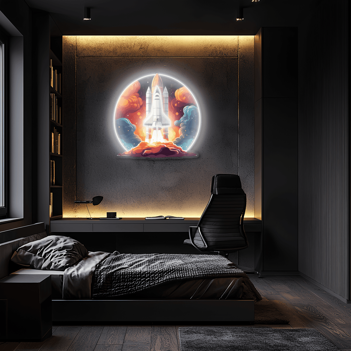 Space Shuttle Plexiglass Neon Art, Uv Print Neon Sign, Neon Light Sign ...