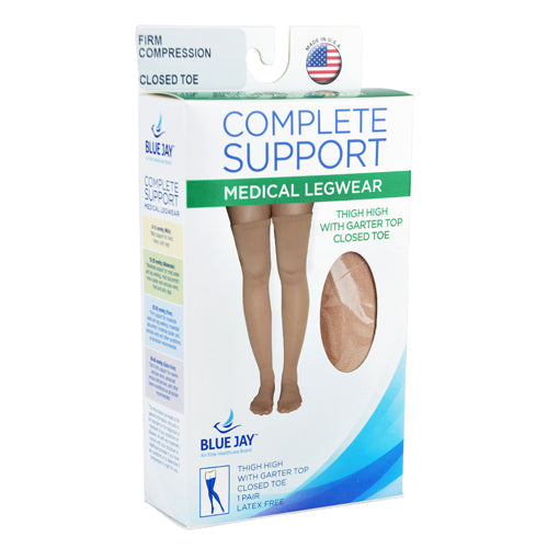 Firm 20-30 mmHg Thigh High Compression Stockings with Garter Top - Ext ...