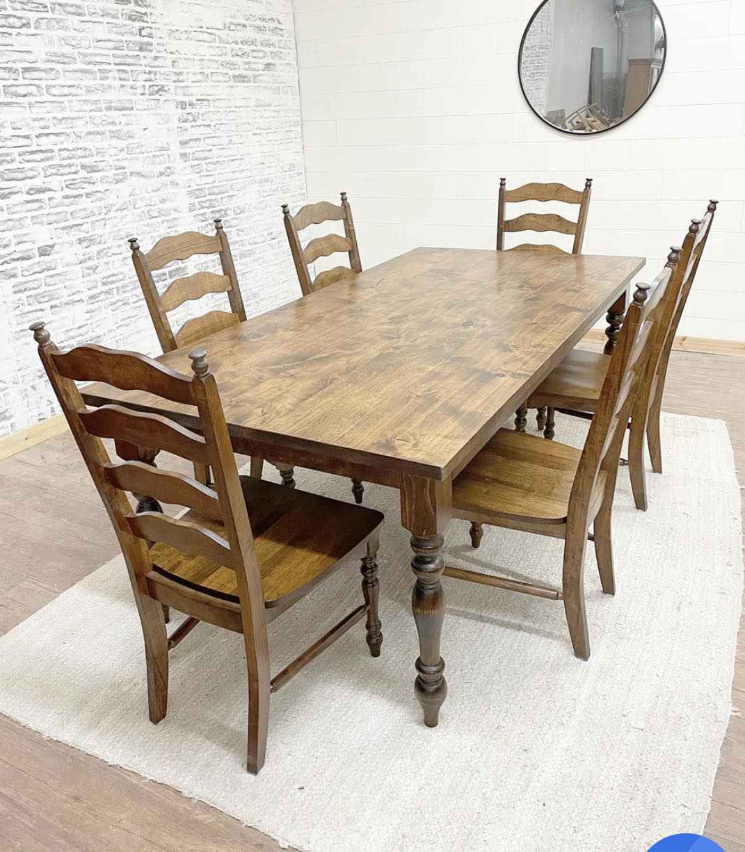 6' L x 42" W Rustic Alder Dining Table with 6 Maine Ladder Chairs ...