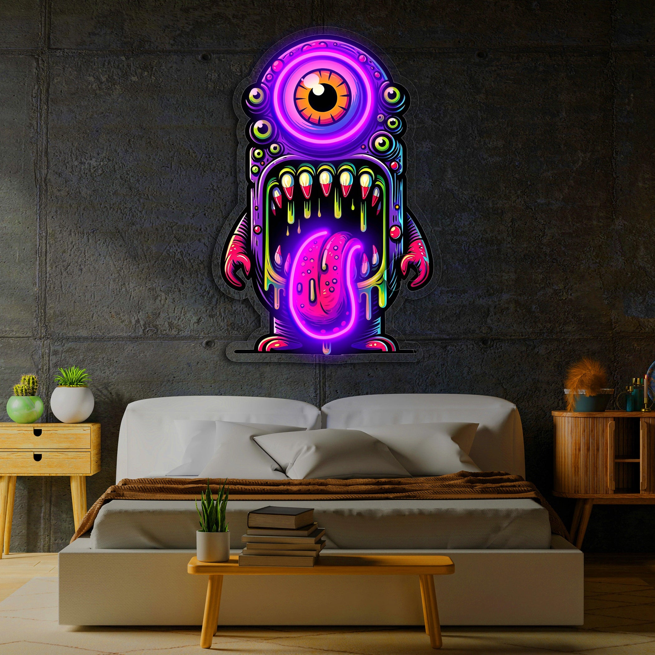 UV Printed Skull Neon Sign, Neon Wall Art, Neon Light Sign, Custom Neo