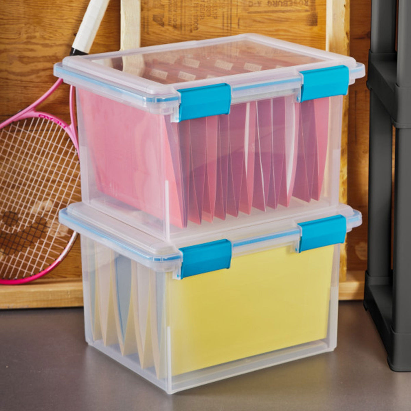 Sterilite Gasket Box, Stackable File Tote Storage Bin with Lid, 32 Qua ...