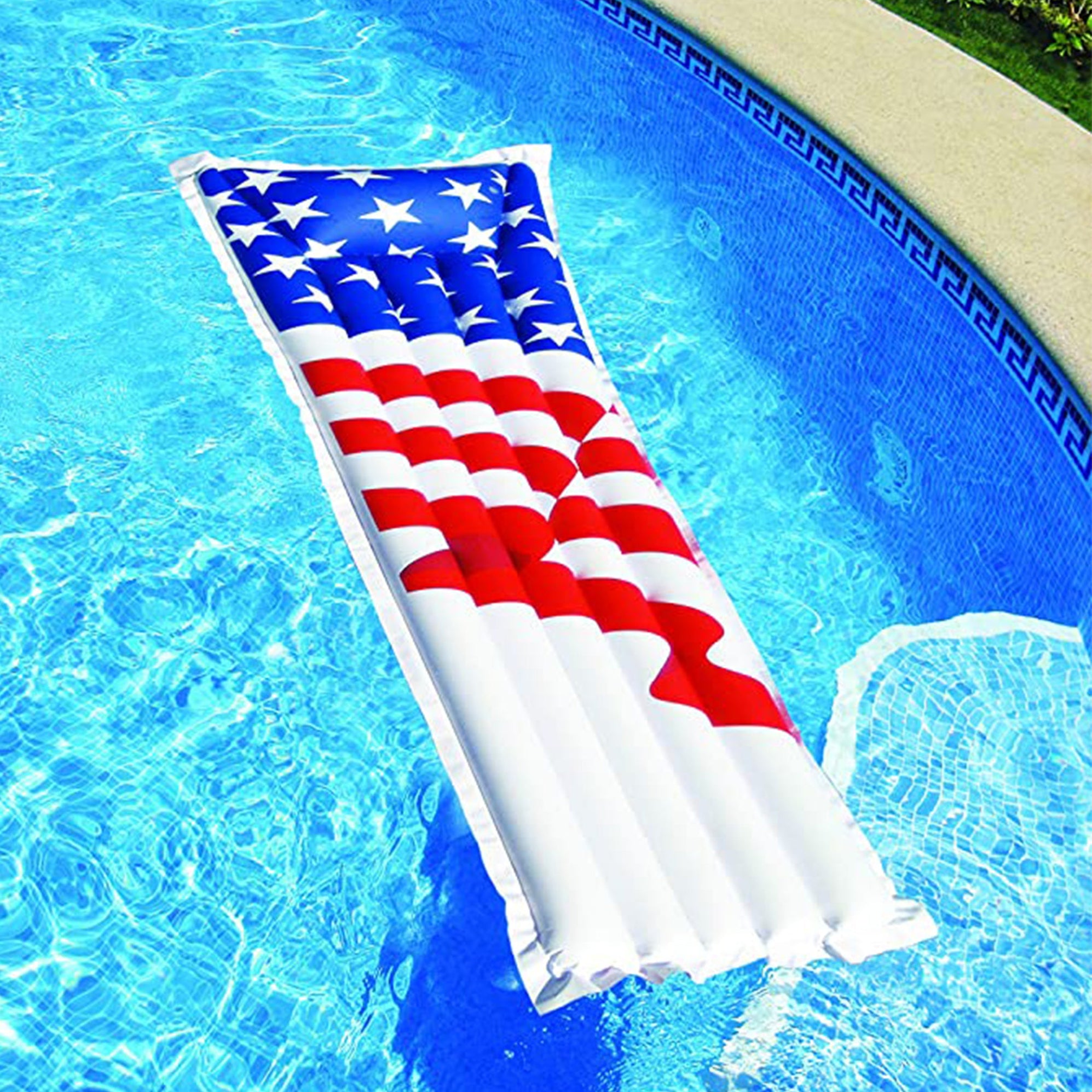 Swimline 72" Inflatable American Flag Swimming Pool Floating Water Raf ...