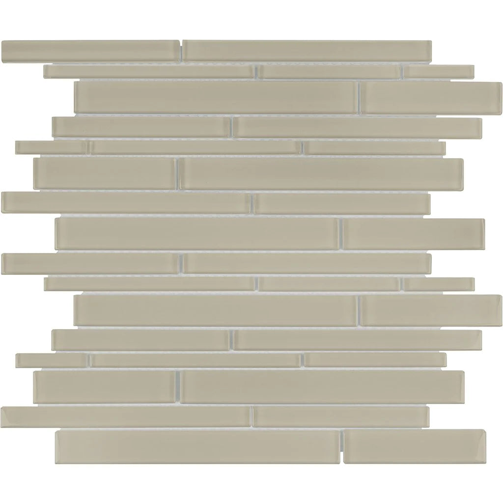 Earth Random Linear on 11.75"x11.75" Mesh Glass Mosaic Tile Element Se ...