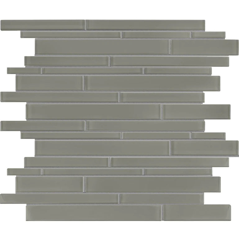 Smoke Random Linear on 11.75"x11.75" Mesh Glass Mosaic Tile Element Se