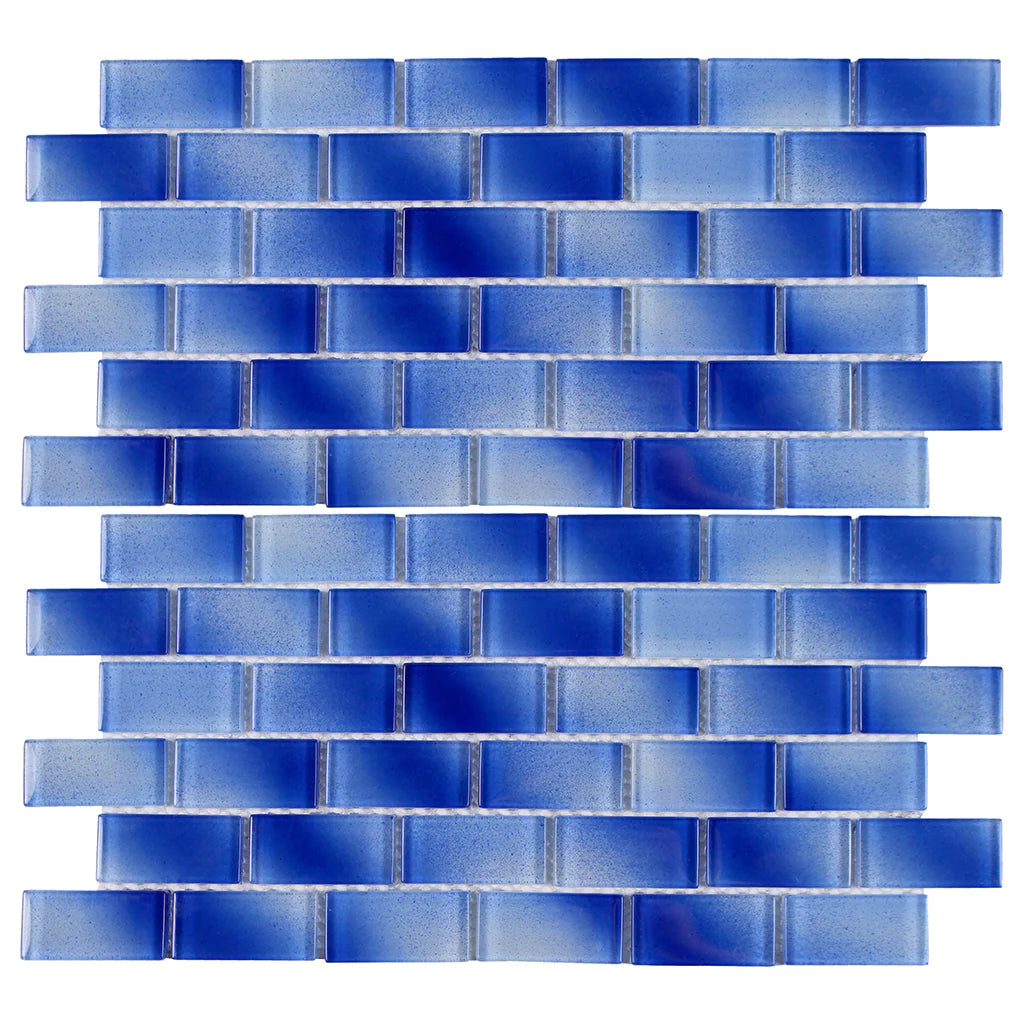 Cobalt 1"x2" on 12"x12" Mesh Glass Mosaic Tile Alpha Series - Aquatica ...