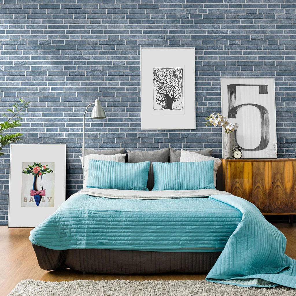 Mirtillo Blue 6.5"x15.25" Interlocking Brick Porcelain Tile Dany Serie — Culinary Cave