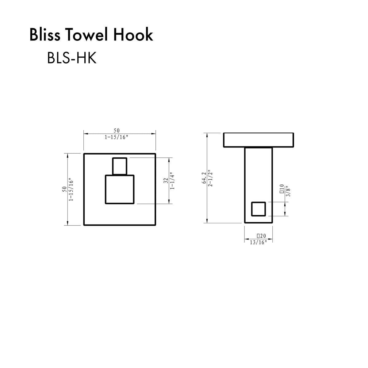 ZLINE Bliss Towel Hook in Matte Black, BLS-HK-MB — Culinary Cave