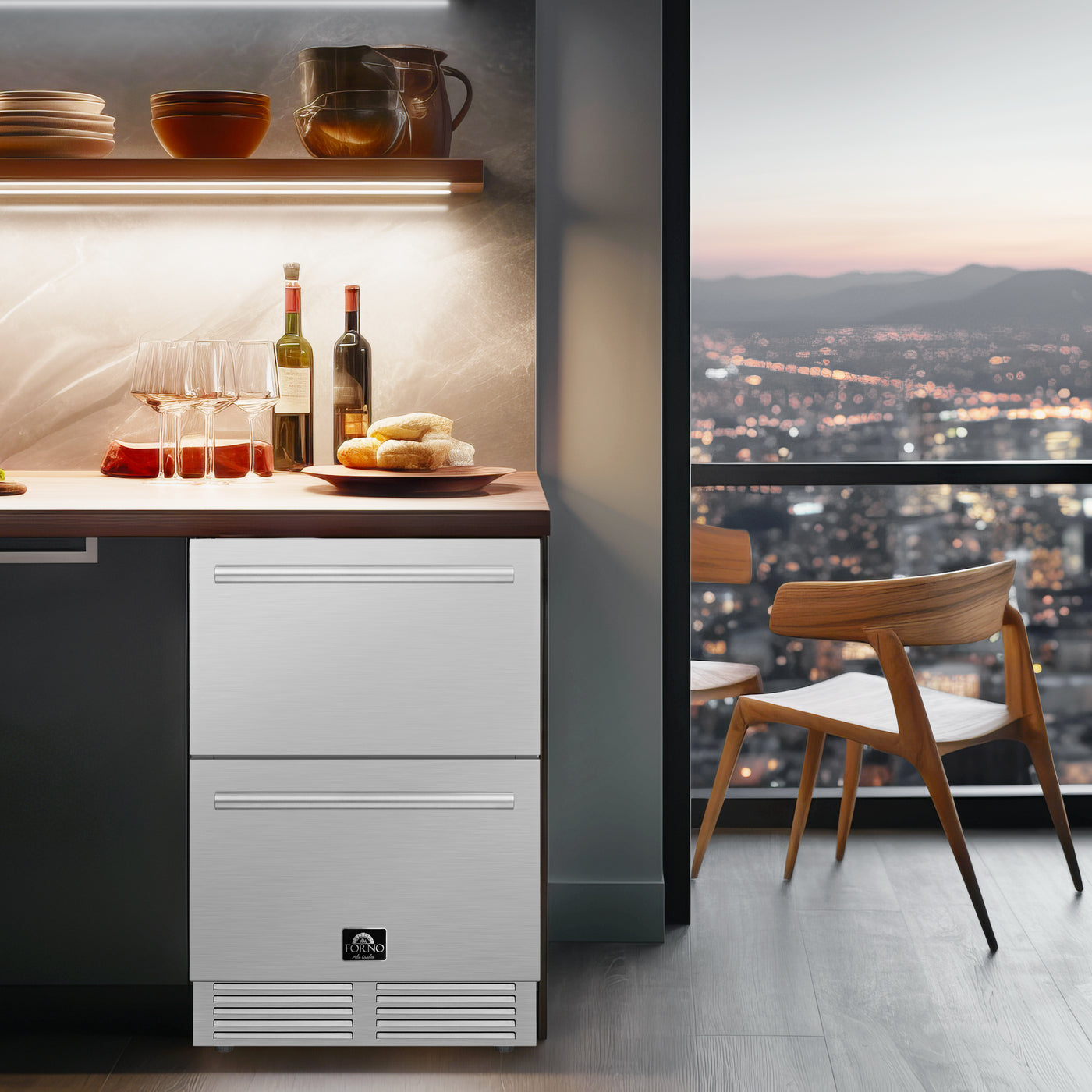 Forno Como 24-Inch Indoor Outdoor Drawer Refrigerator, 4.87 cu.ft, Sta