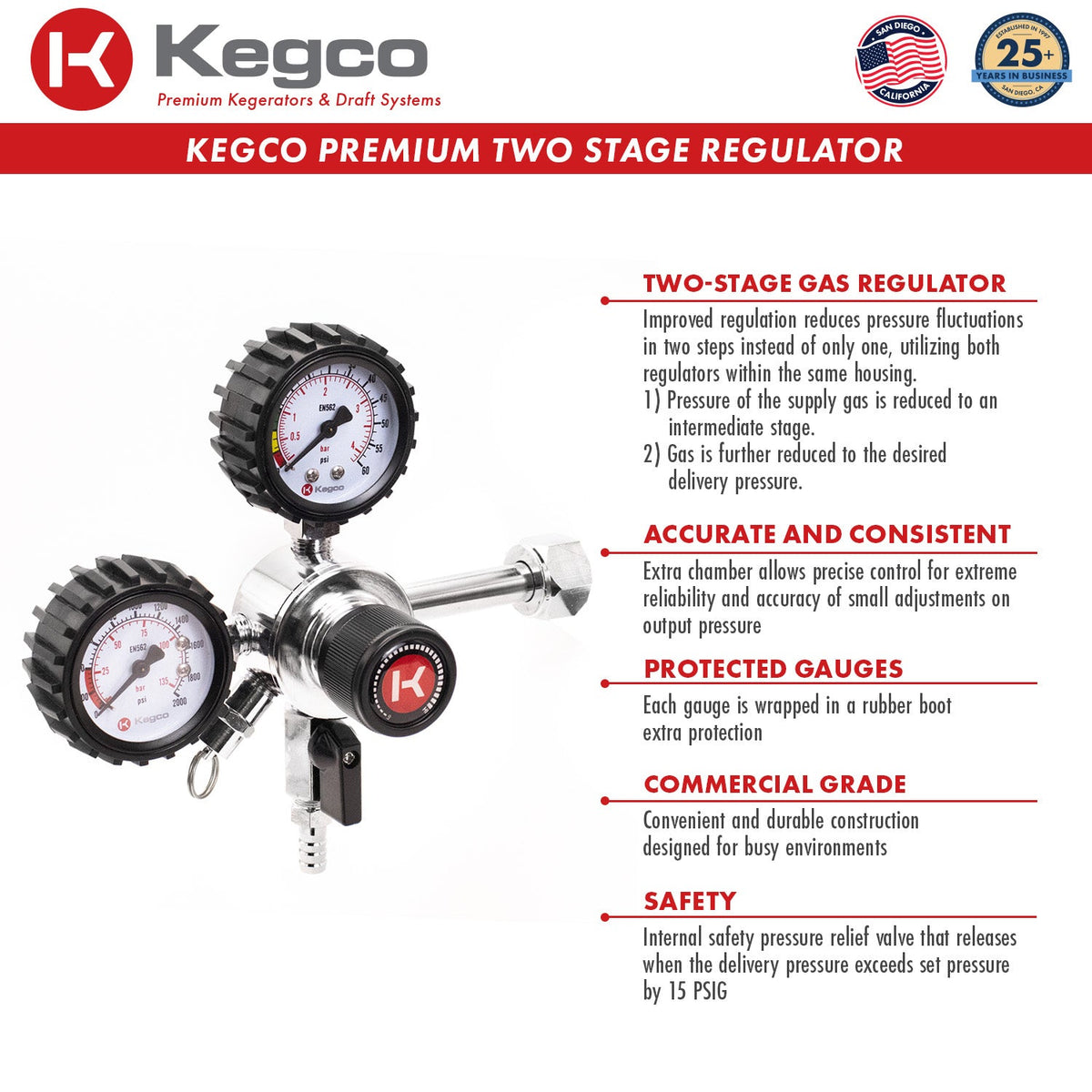 Premium Dual Gauge, 2-Stage CO2 Draft Beer Regulator — Culinary Cave