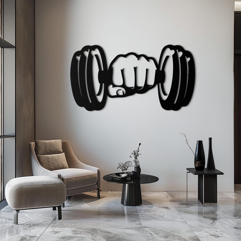 Gym Dumbbell Power Metal Wall Art - Bold and Motivational Gym Decor