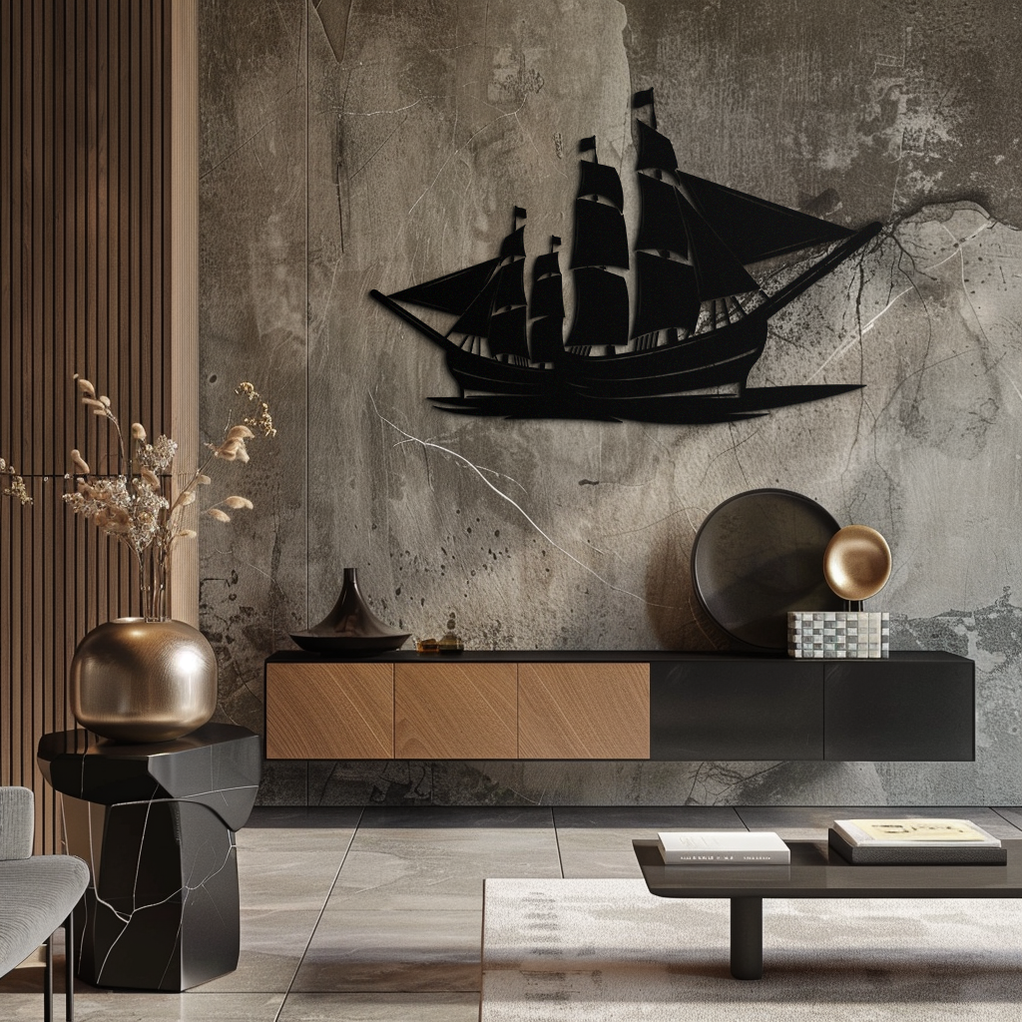 Pirate Ship Metal Wall Art - Nautical Decor for Home & Office- KAF175 ...