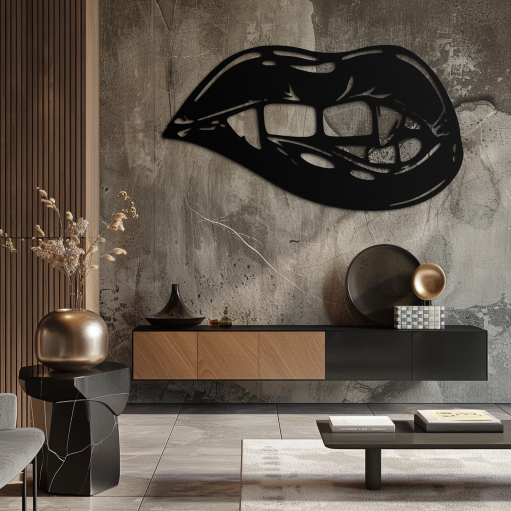 Geometric Lips Metal Wall Art - Bold & Modern Statement Piece- KAF186 ...