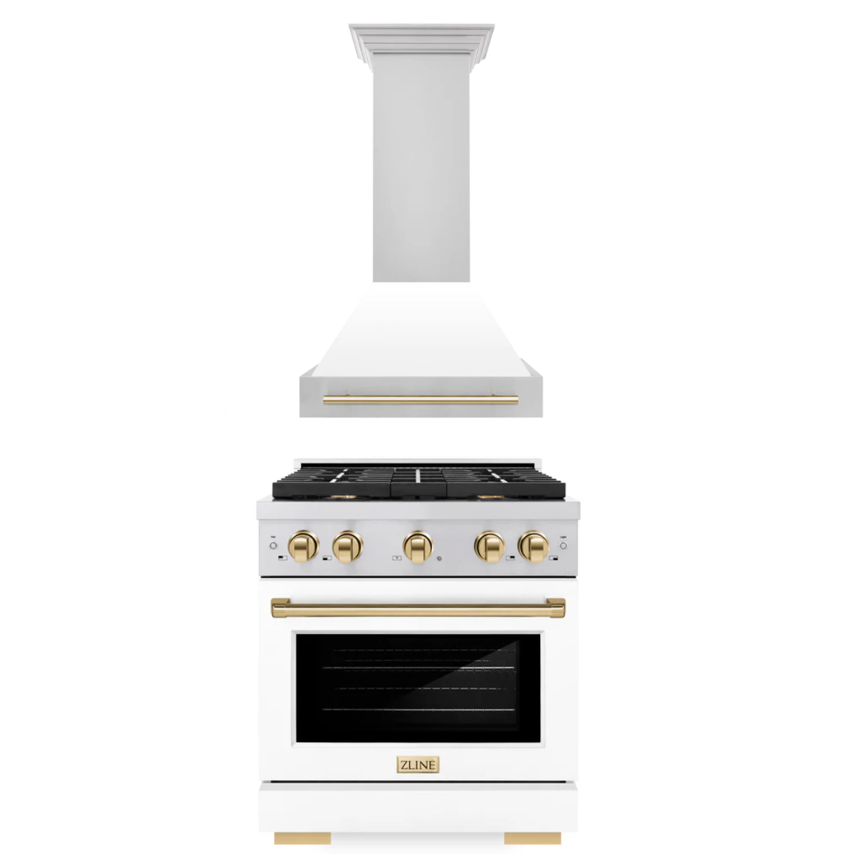 ZLINE Autograph Package - 30 In. Gas Range and Range Hood in Stainless ...
