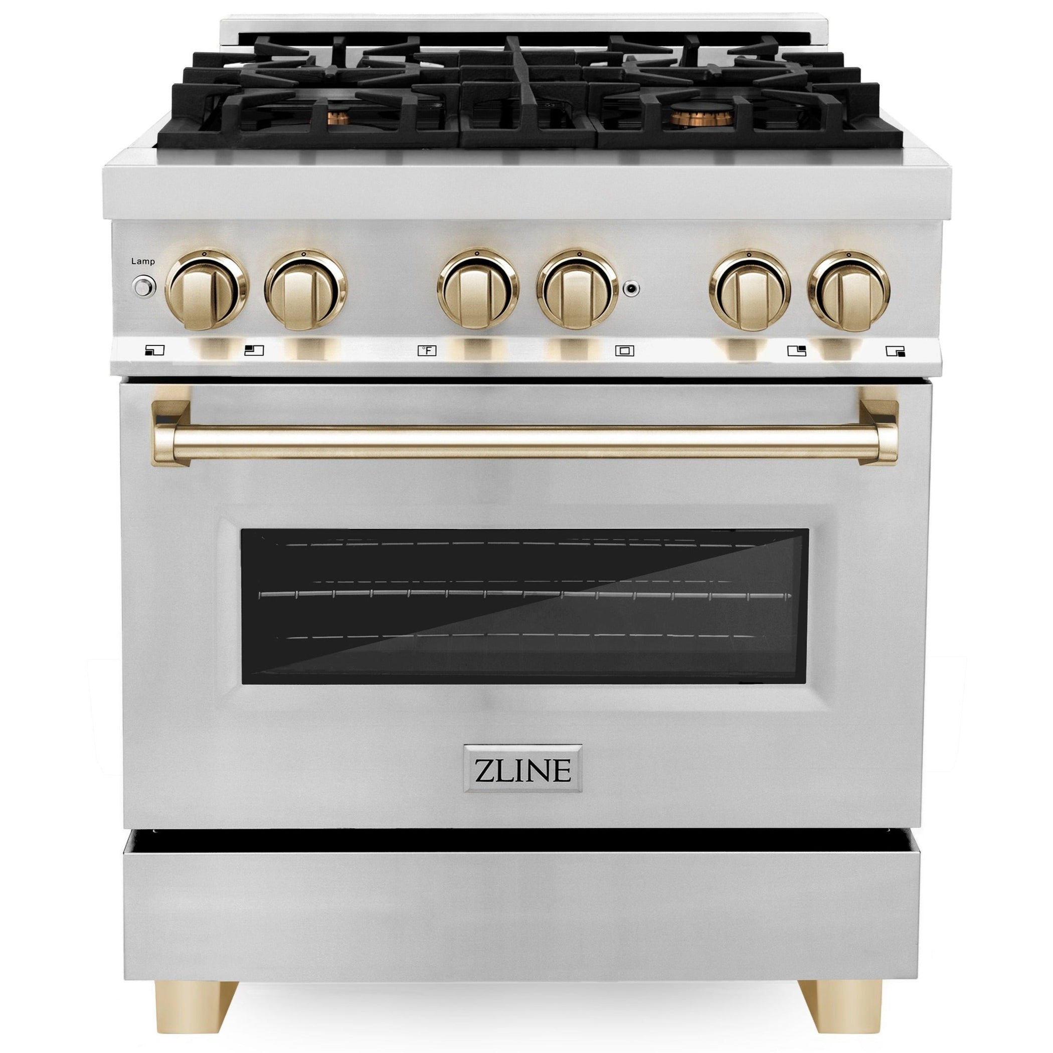 ZLINE Autograph 30" 4.0 cu. ft. Dual Fuel Range in Stainless Steel wit