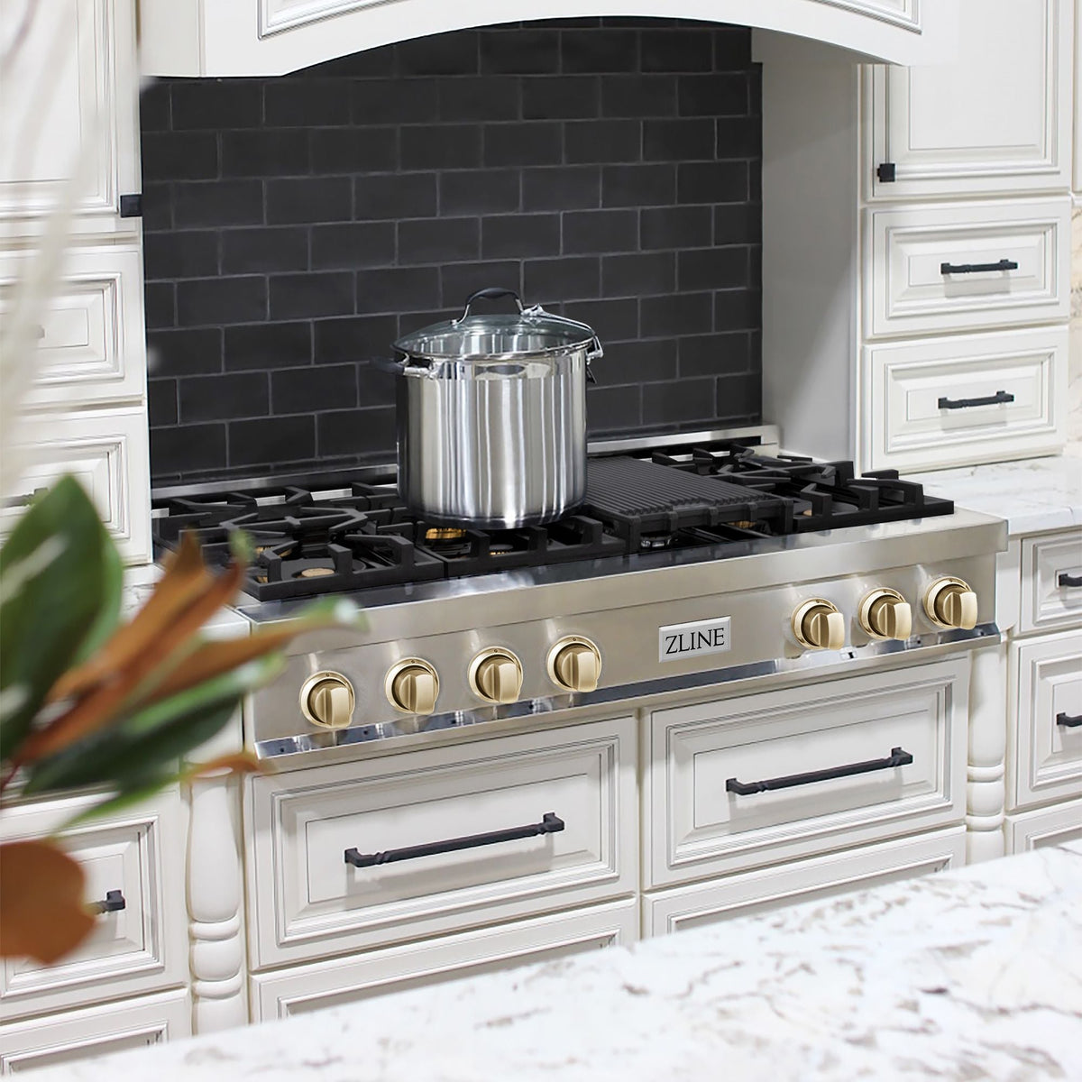 ZLINE Autograph Edition 48 in. Gas Rangetop in Stainless Steel and Gol