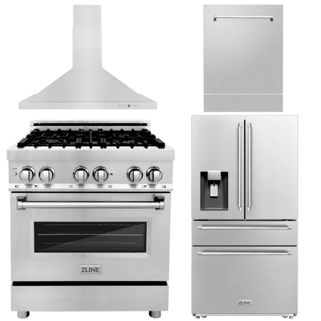 ZLINE Appliance Package - 30" Dual Fuel Range, Refrigerator with Water