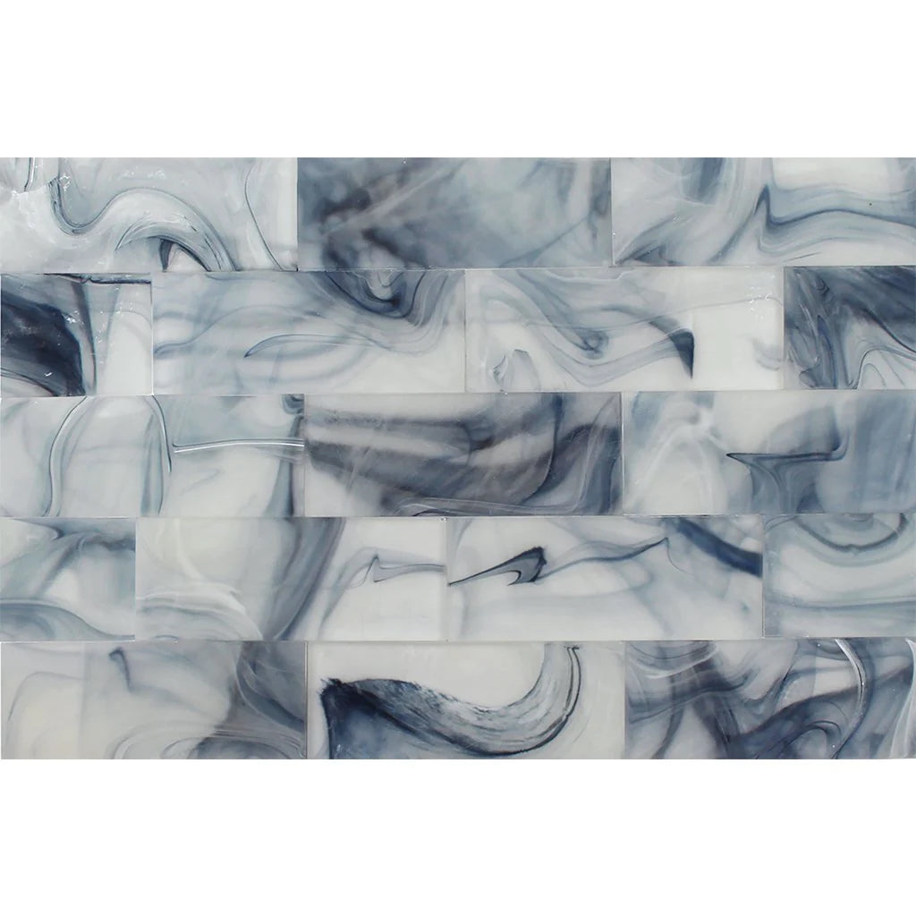 Stratus White on Blue 3"x9" Glass Subway Tile Clouds Series - Aquatica ...