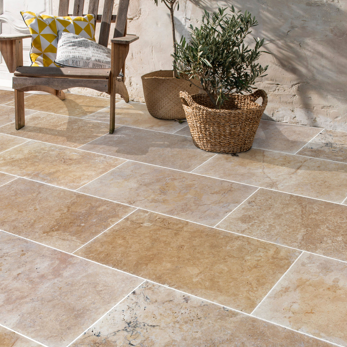 Travertine Aspendos Beige Pavers Tumbled 18"x36"x1 1/4" - Belair Colle
