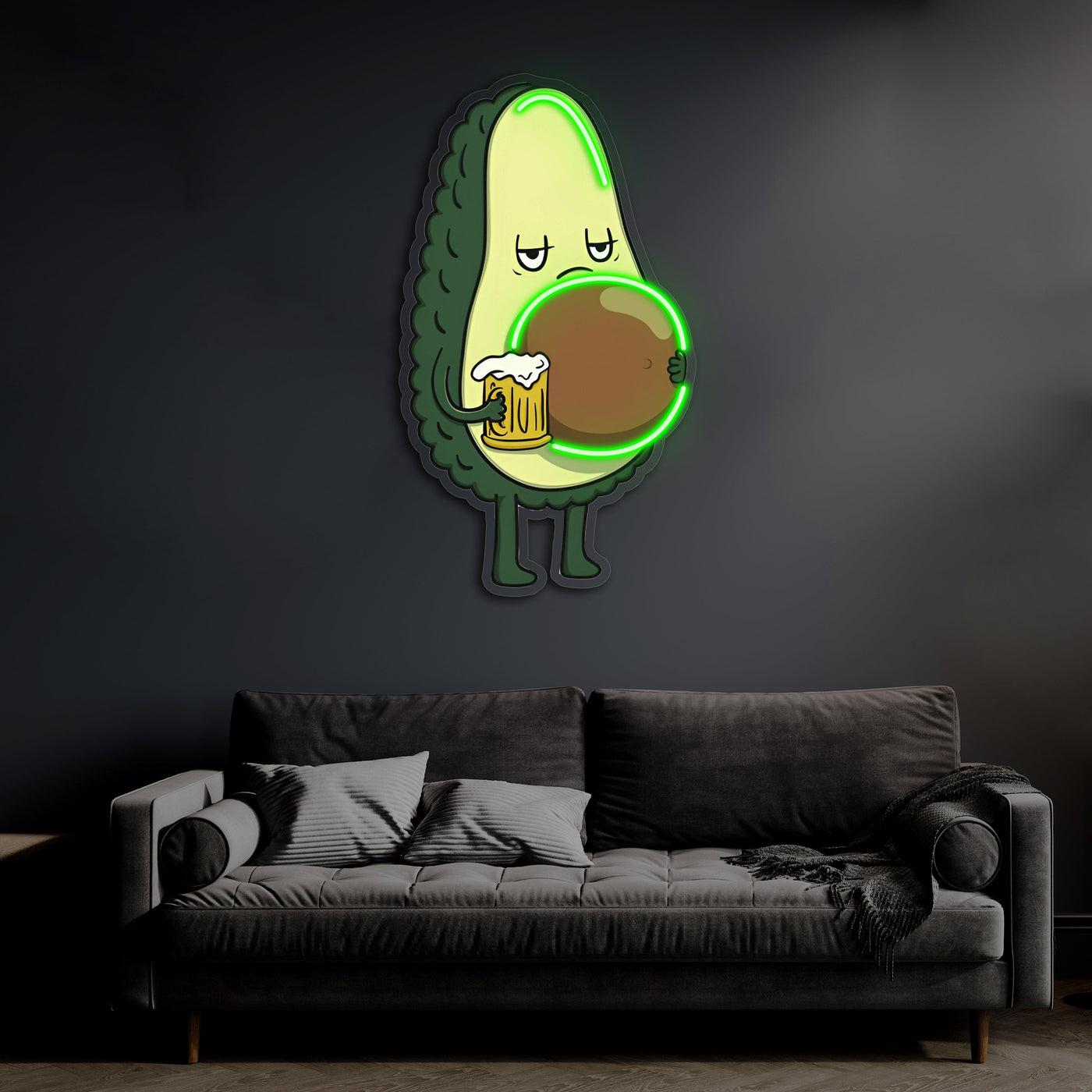 Avocado Beer UV Printed Neon, Beer Neon Wall Art, Avocado Neon Light S ...