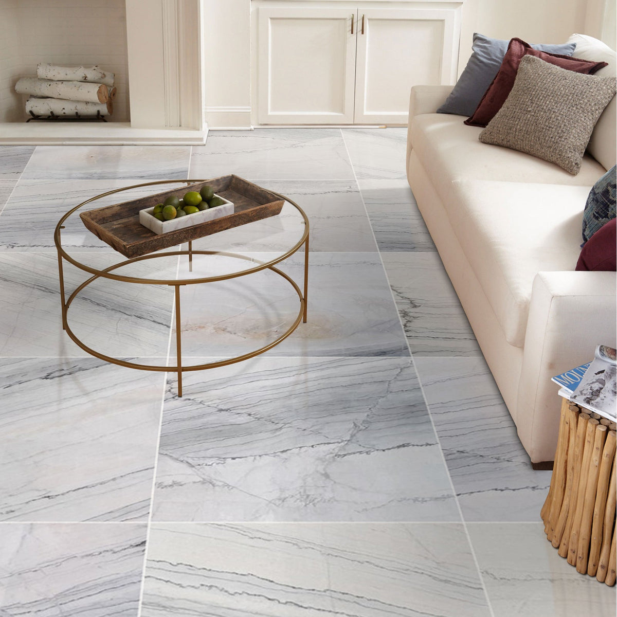 Bianco Massa Exotic Marble Polished Floor and Wall Tile - Large Format ...