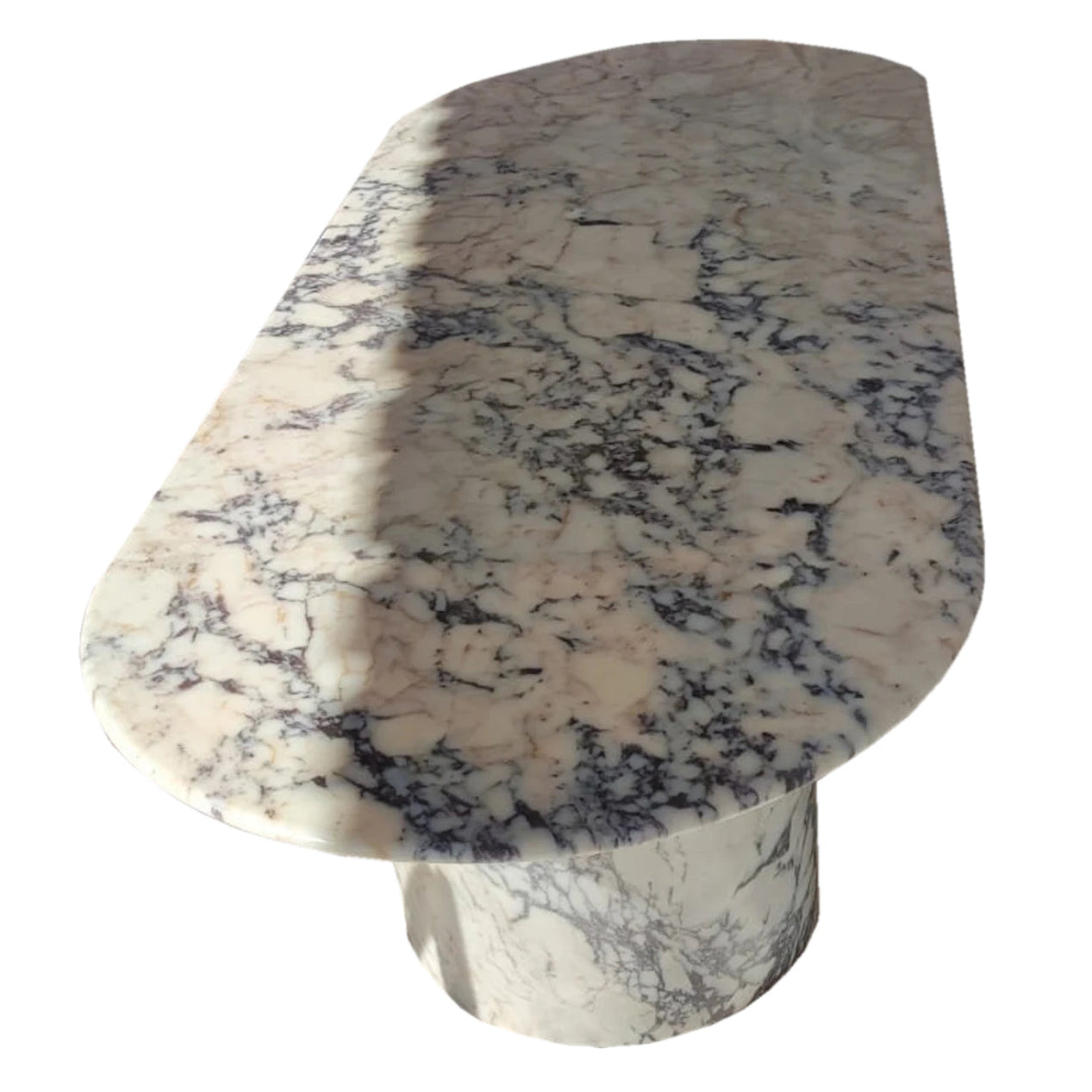 Calacatta Viola Marble Oval Dining Table with C Shape Marble Legs Poli