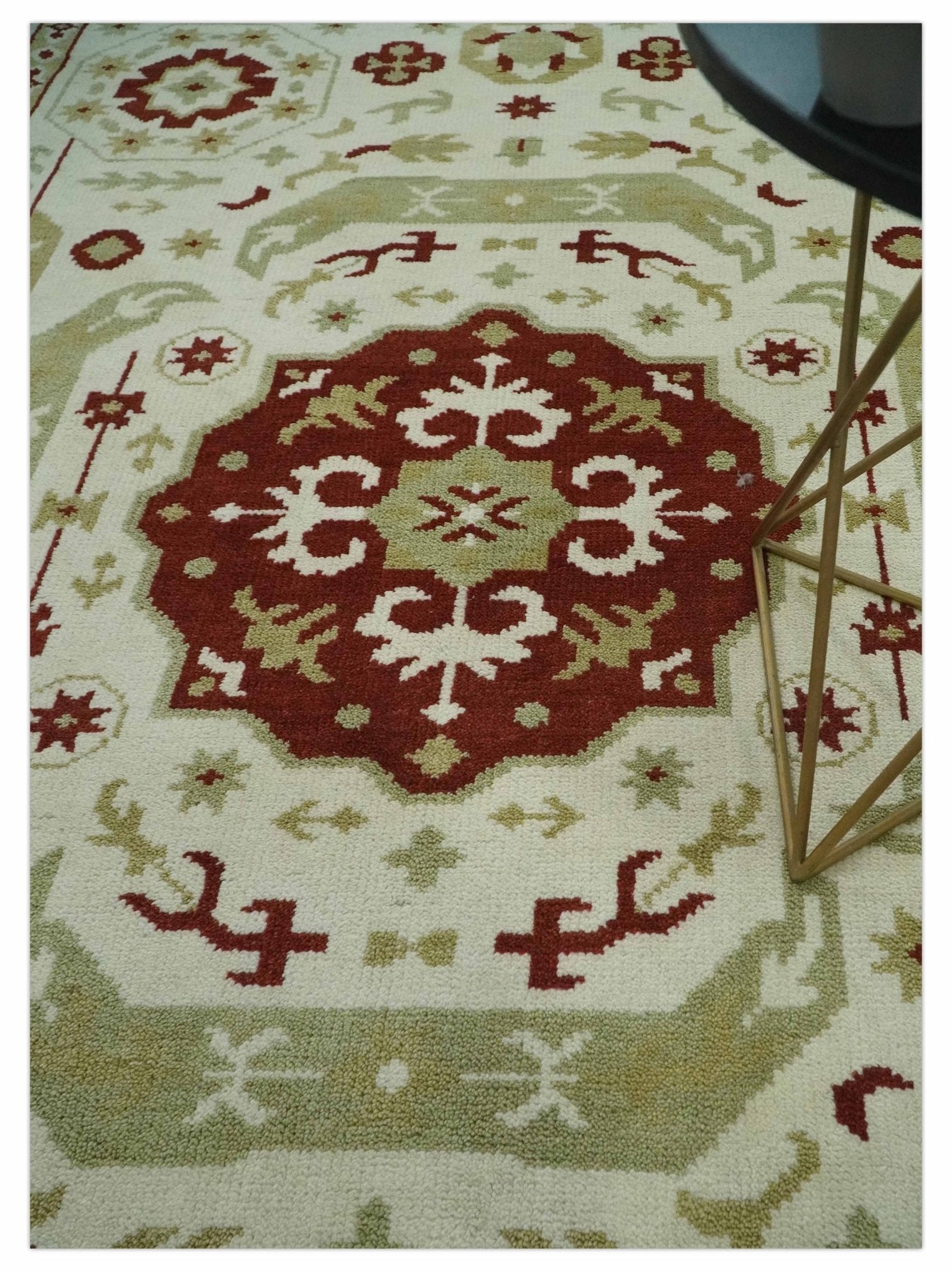 Custom Made Ivory, Olive and Maroon Traditional Medallion Mamluk Desig ...