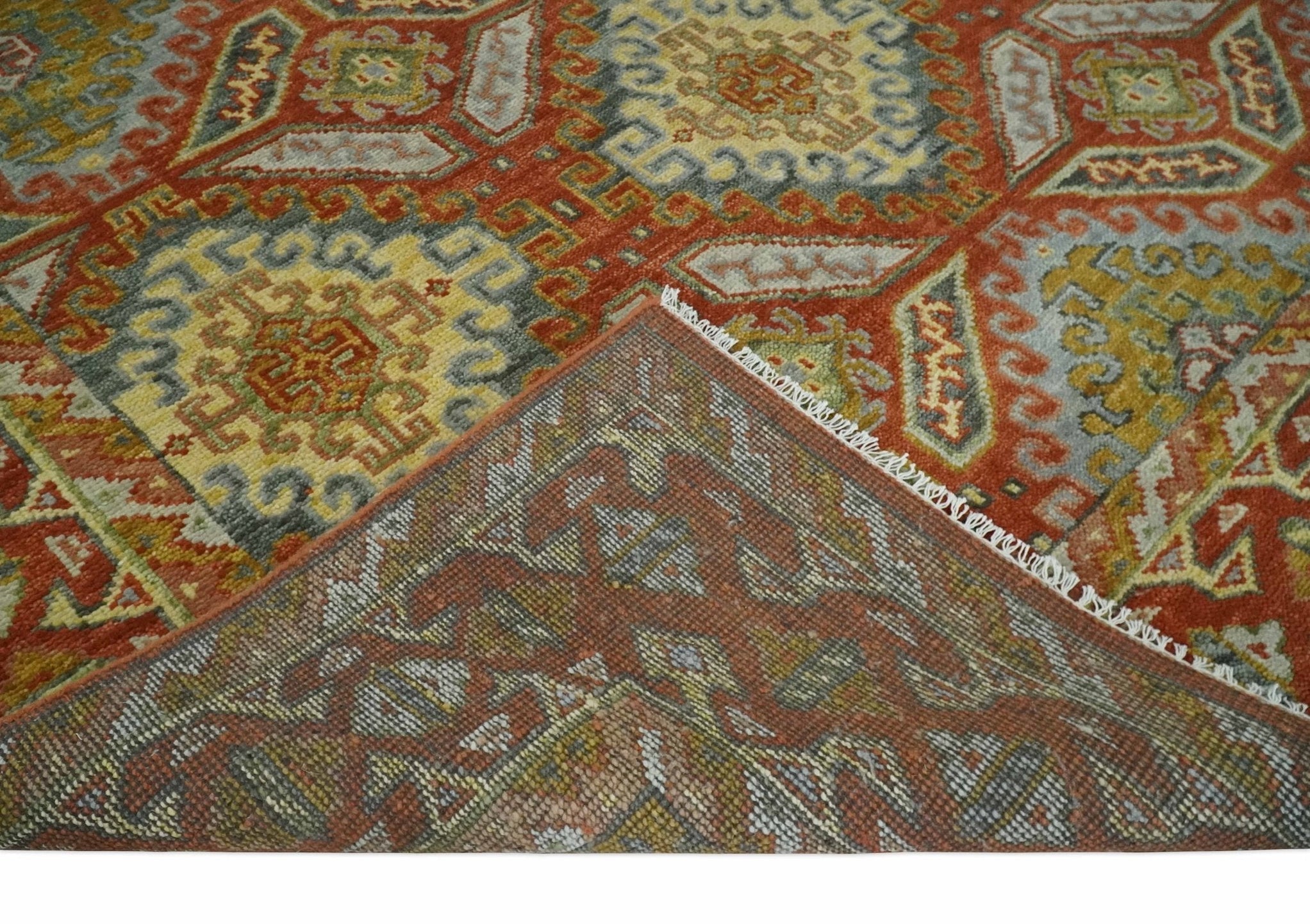 Hand Knotted Rust and Beige Oriental Traditional Multi Size Wool Area ...