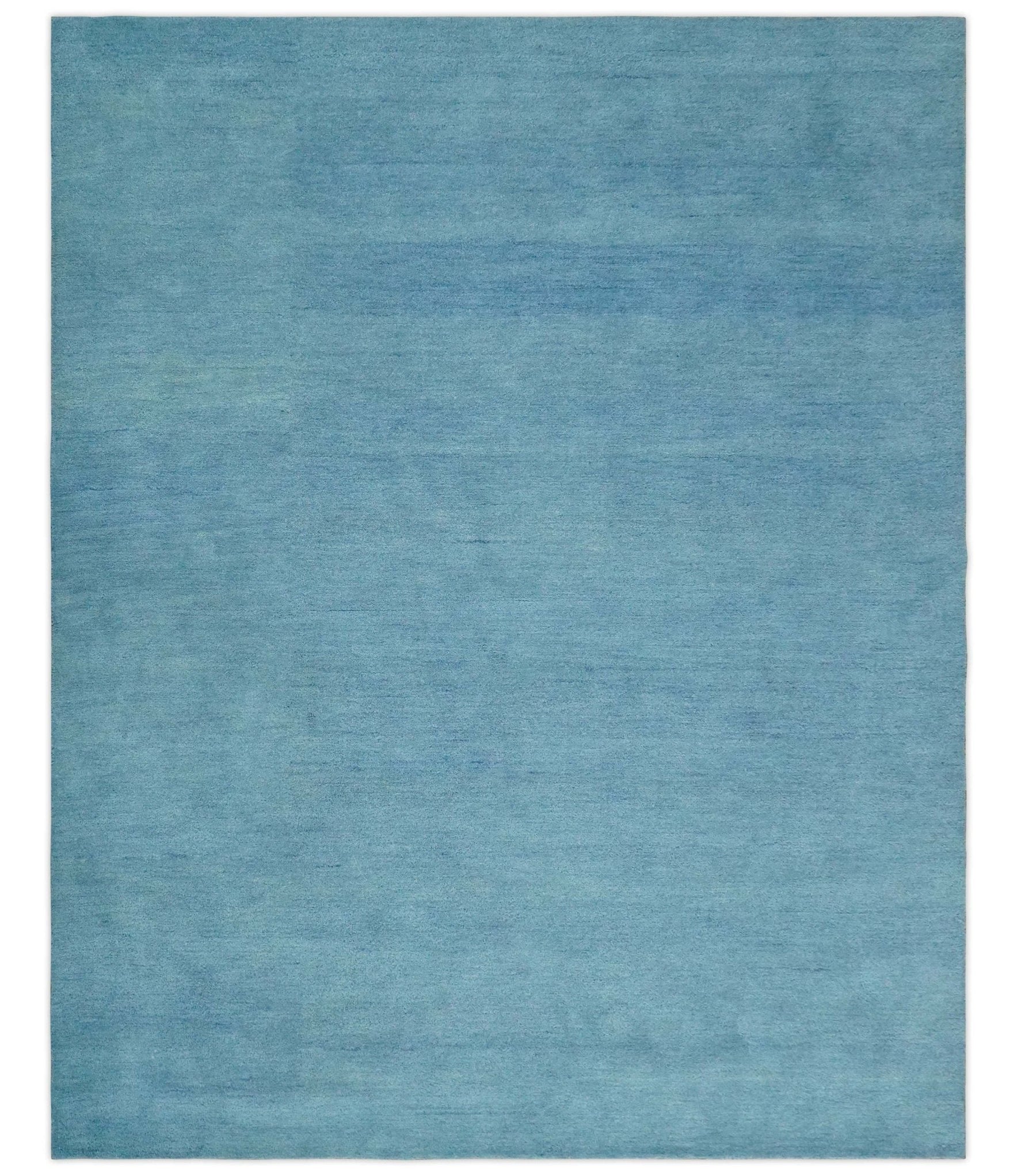 Hand Tufted Solid Plane Light Blue Woolen 8x10 wool Area Rug — Culinary ...
