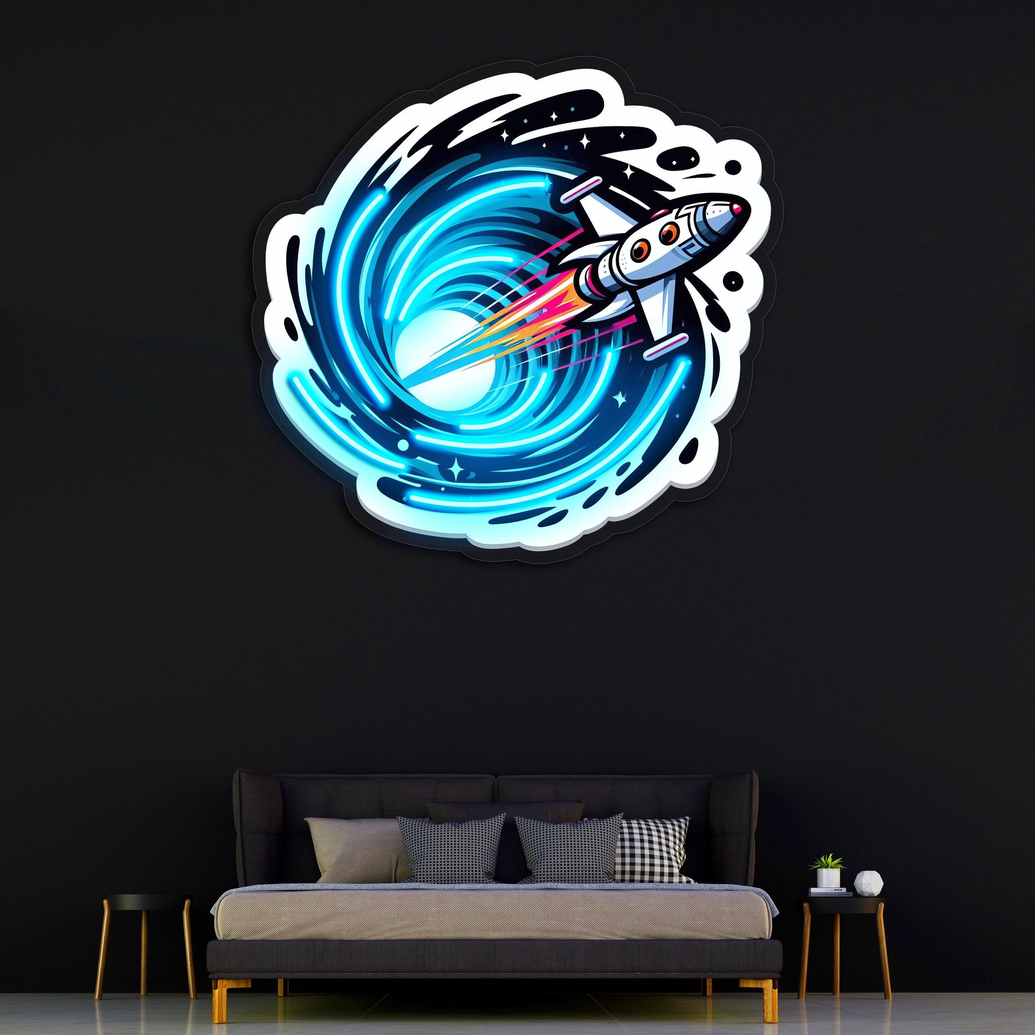 Space Jet UV Printed Neon, Neon Wall Art, Neon Light Sign, Custom Neon ...