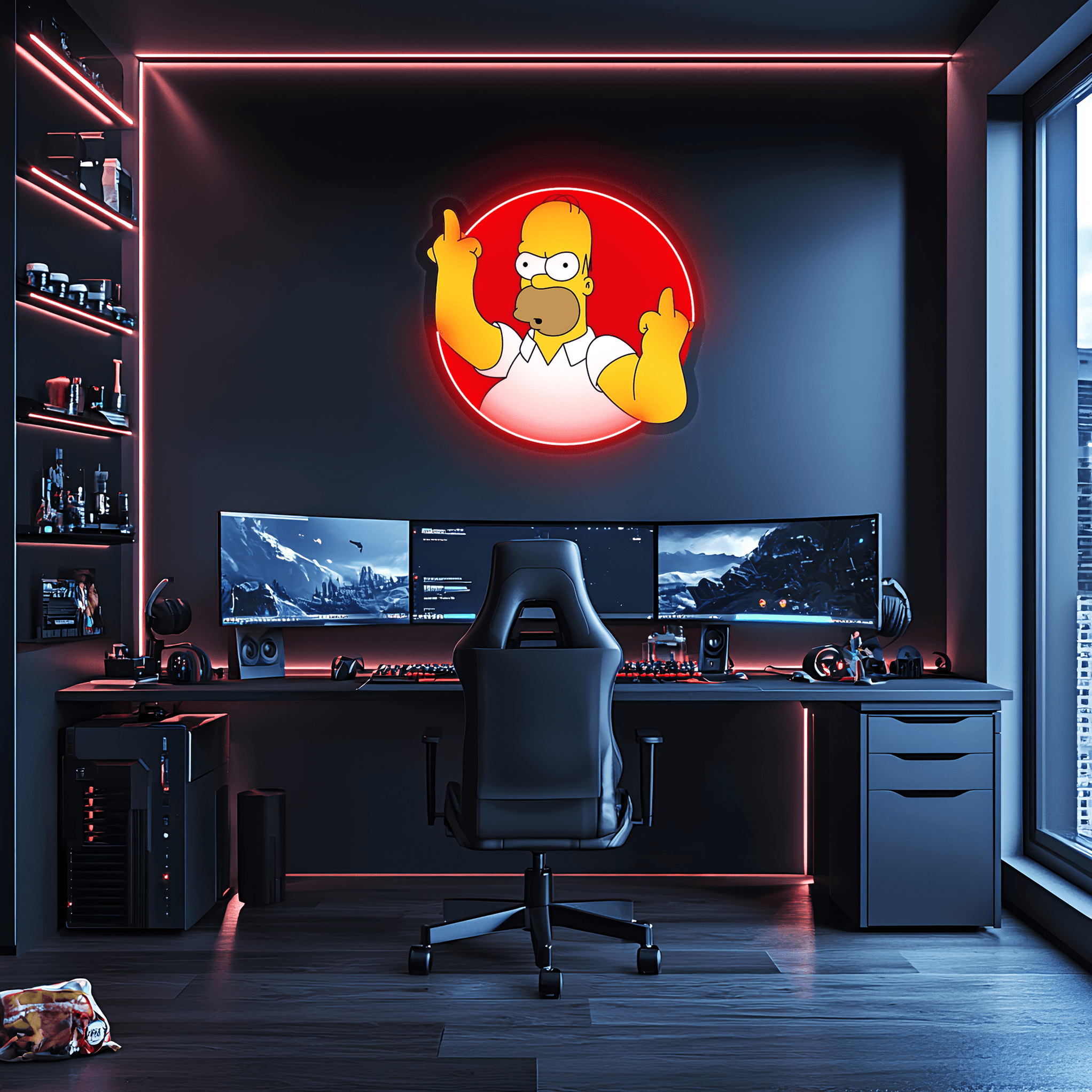Homer Simpson Neon Sign, Simpson Neon Decor, Uv Print Neon Sign, Home ...