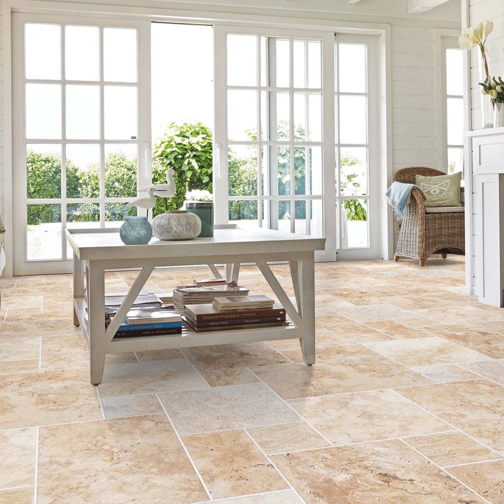 Olympus Beige Travertine Tiles 4 sized Pattern Brushed and Chiseled