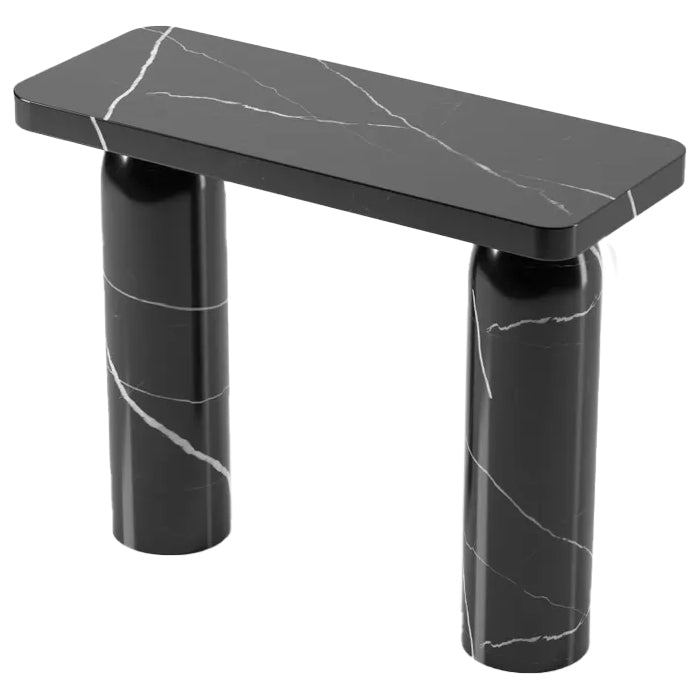 Toros Black Marble Designer Round Legs Console Polished — Culinary Cave